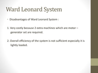 Ward leonard method & Characteristics of series motor | PPTX
