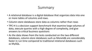 MySQL vs. MonetDB | PPTX