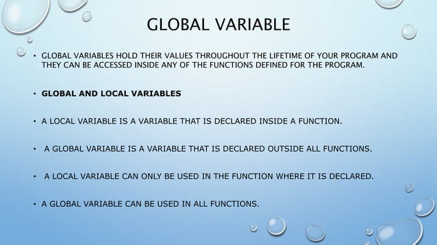 Global Variables Sorting Static Variablesfunction And Arrays Ppt 6506