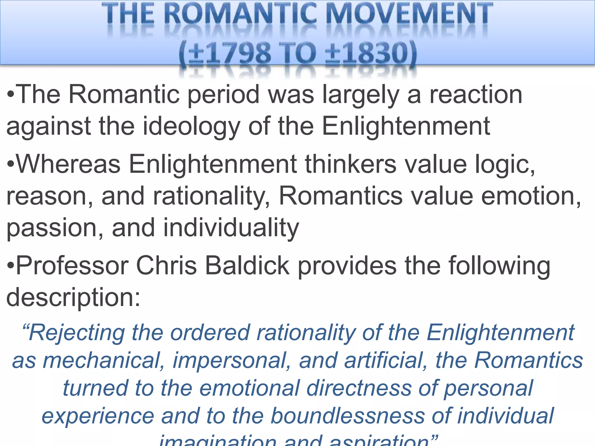 Romanticism/ Romantic Poetry/ The Romantic Movement | PPTX | Poetry ...
