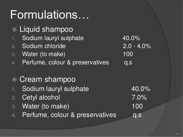 buidings blocks for formulation of shampoo, toothpaste and creams