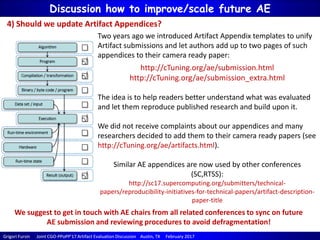 CGO/PPoPP'17 Artifact Evaluation Discussion (enabling open and reproducible research) | PPT