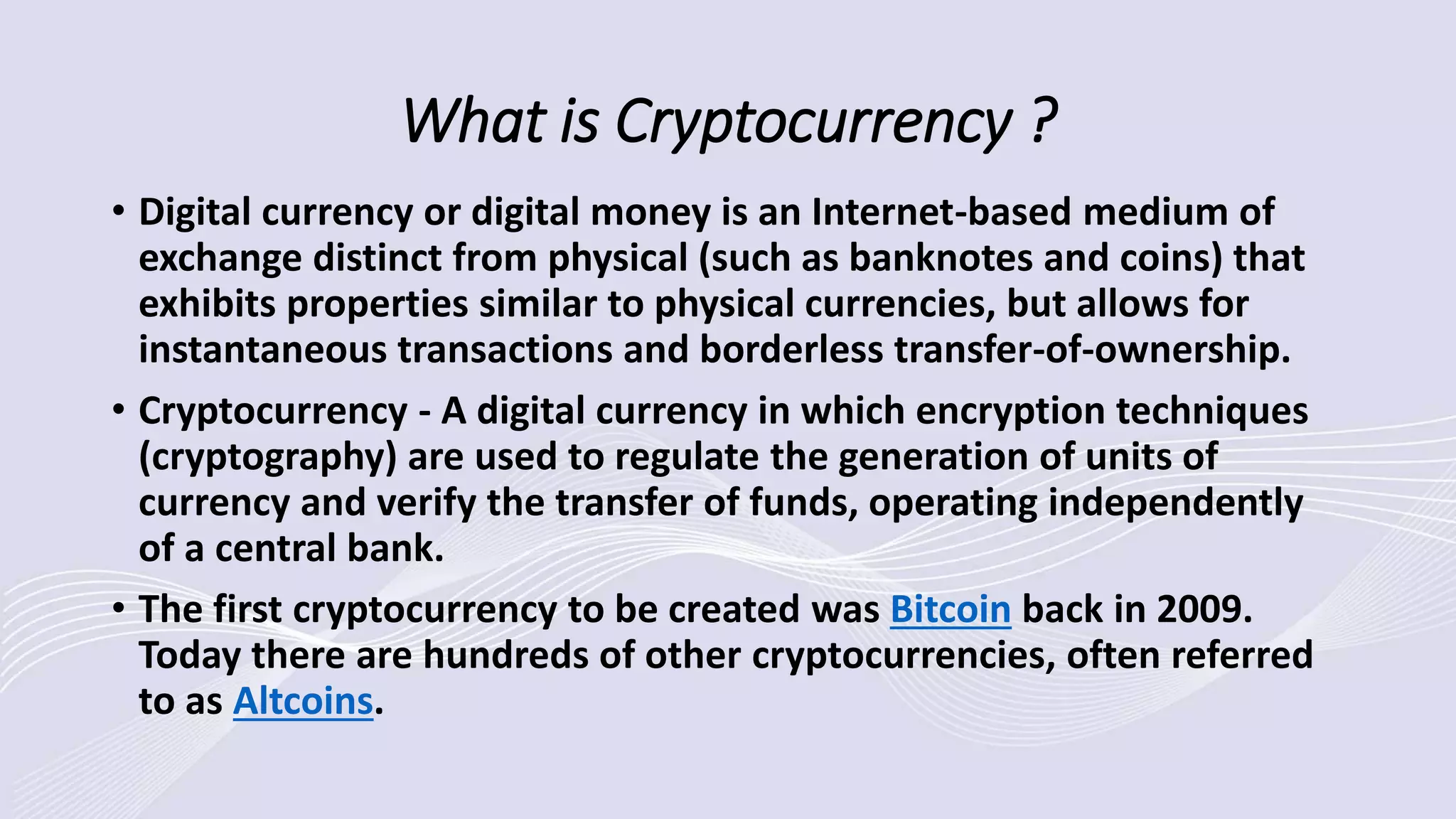 Introduction to Bitcoins and Cryptocurrency | PPTX