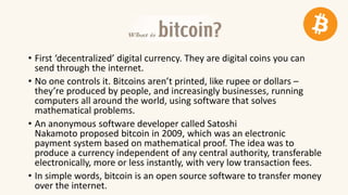Introduction to Bitcoins and Cryptocurrency | PPTX