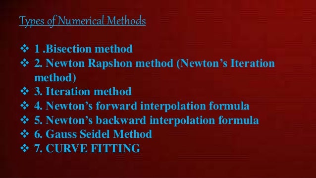 Applications Of Numerical Methods