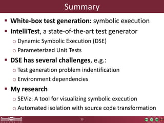 White-box Unit Test Generation with Microsoft IntelliTest | PPT