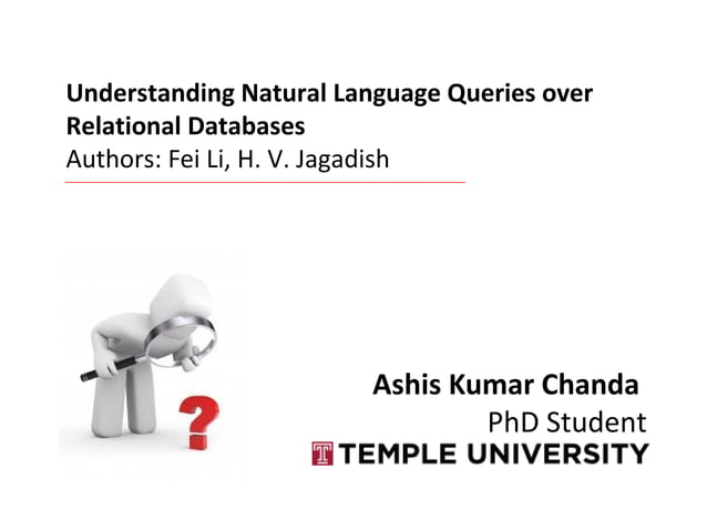 Understanding Natural Language Queries over Relational Databases | PPT Understanding Natural Language Queries over Relational Databases | PPT