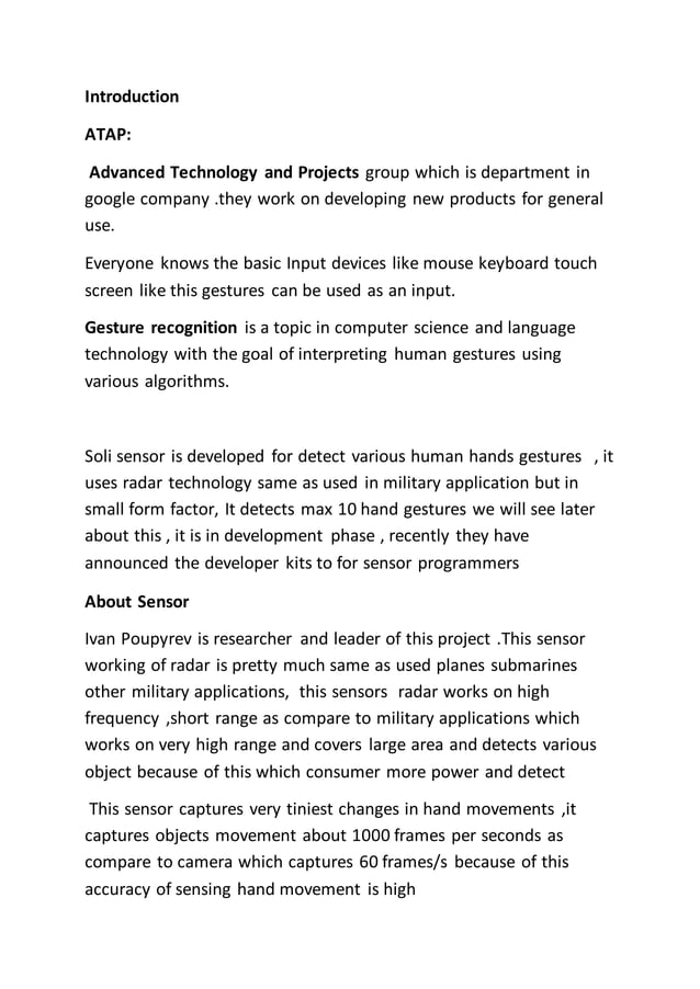 Soli sensor | DOCX | Physics | Science
