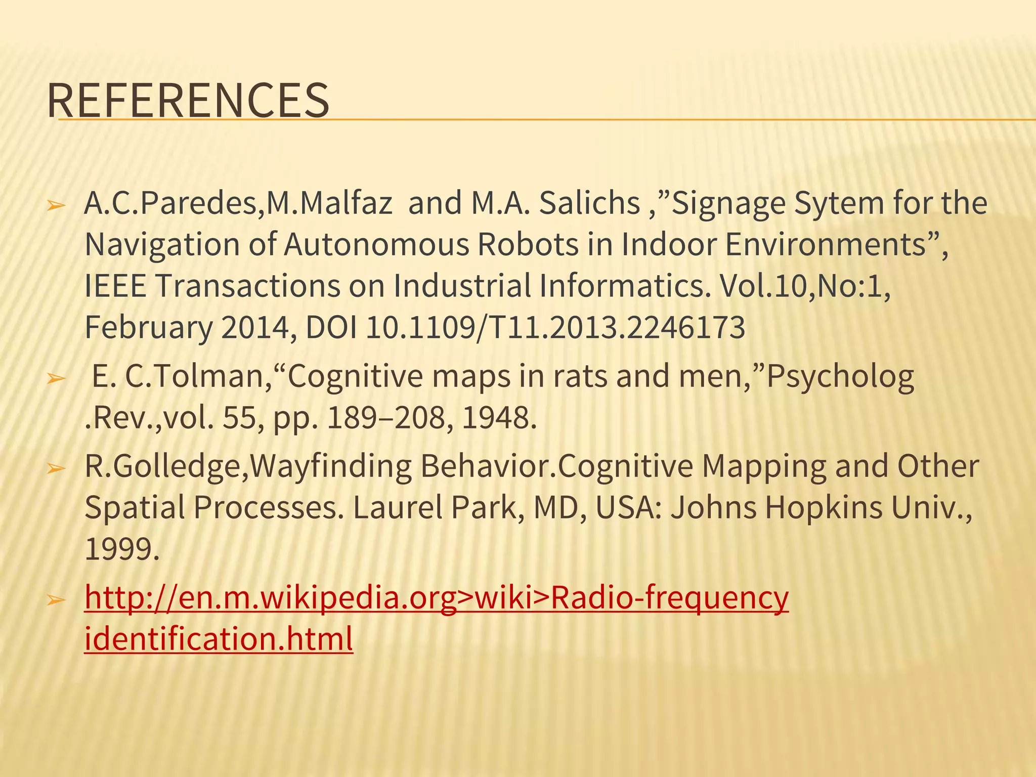 Signage System for the navigation of robots. | PPTX