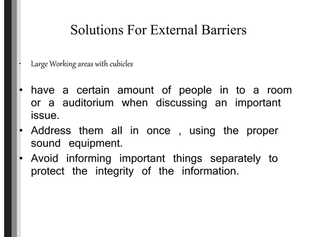 Solutions for external barriers in communication | PPTX