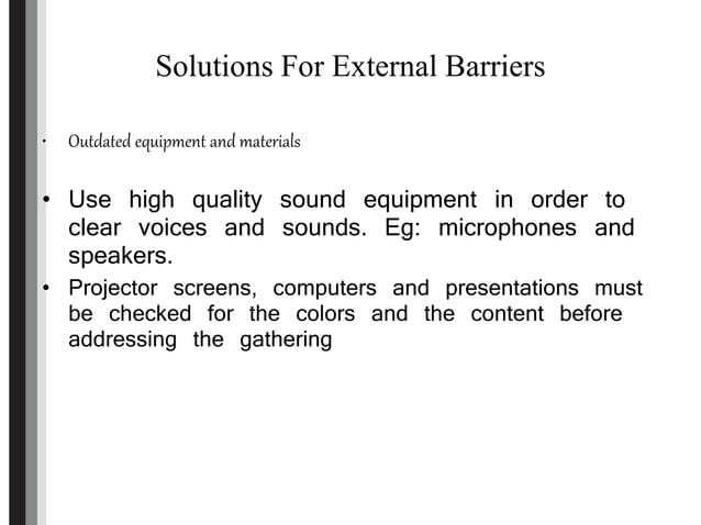 Solutions for external barriers in communication | PPTX