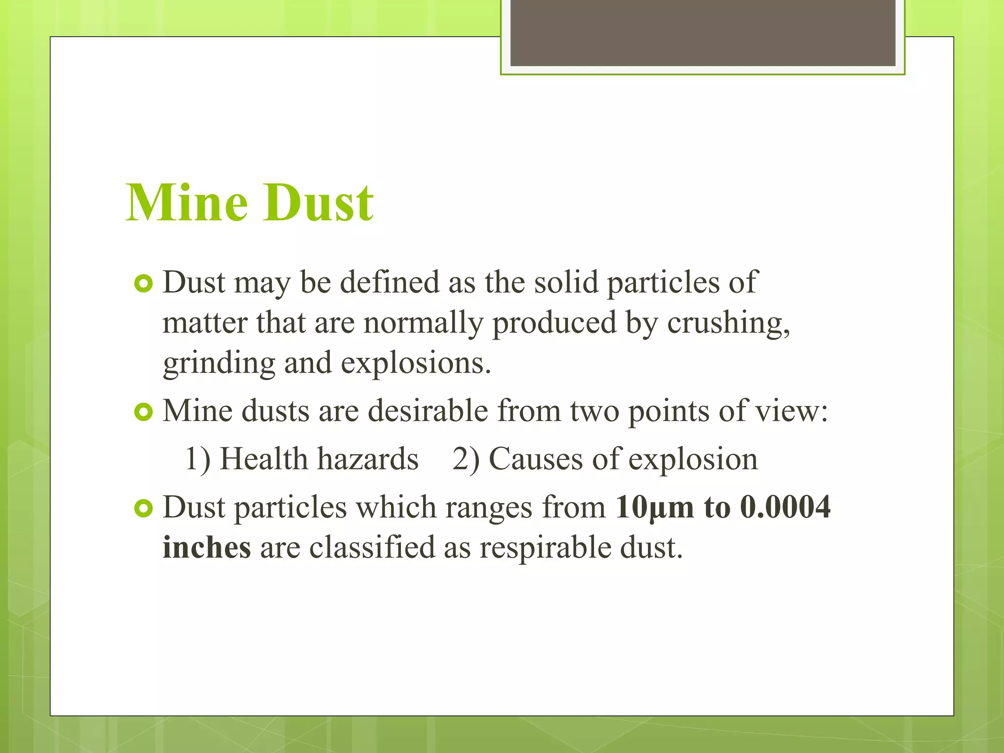 Damps & Mine Dust | PPTX