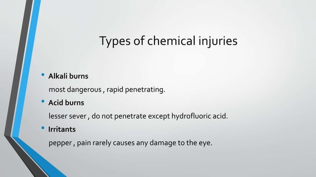 chemical eye injuries, approach and management | PPTX | Eye and Vision ...