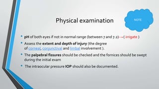 chemical eye injuries, approach and management | PPTX