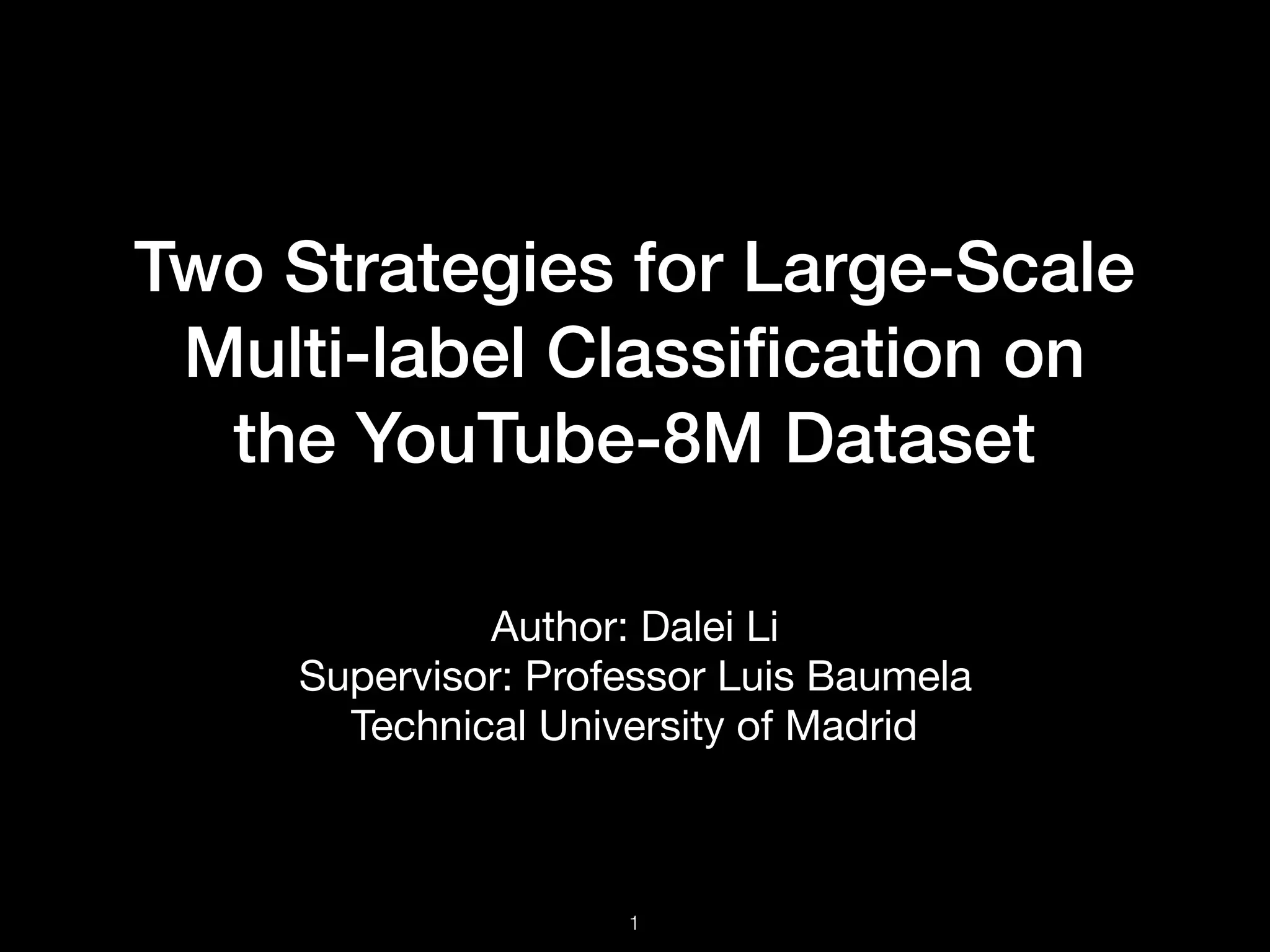 Two strategies for large-scale multi-label classification on the YouTube-8M dataset | PPT