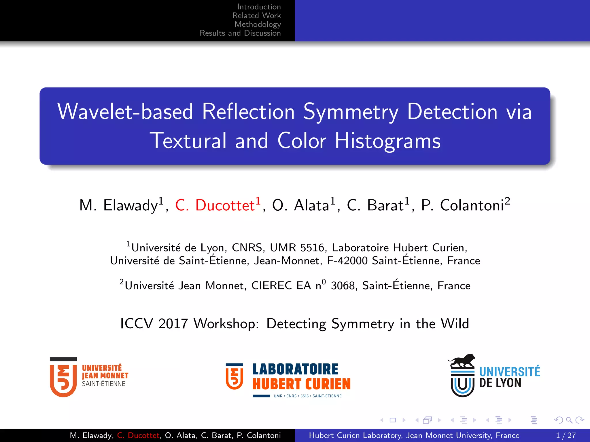 Wavelet-based Reflection Symmetry Detection via Textural and Color Histograms | PPT