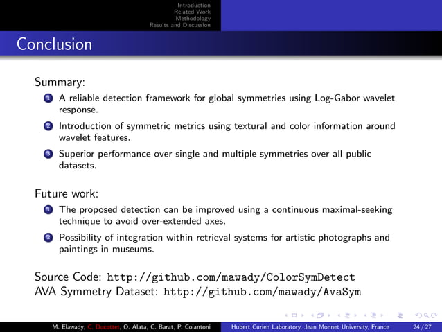 Wavelet Based Reflection Symmetry Detection Via Textural And Color Histograms Ppt