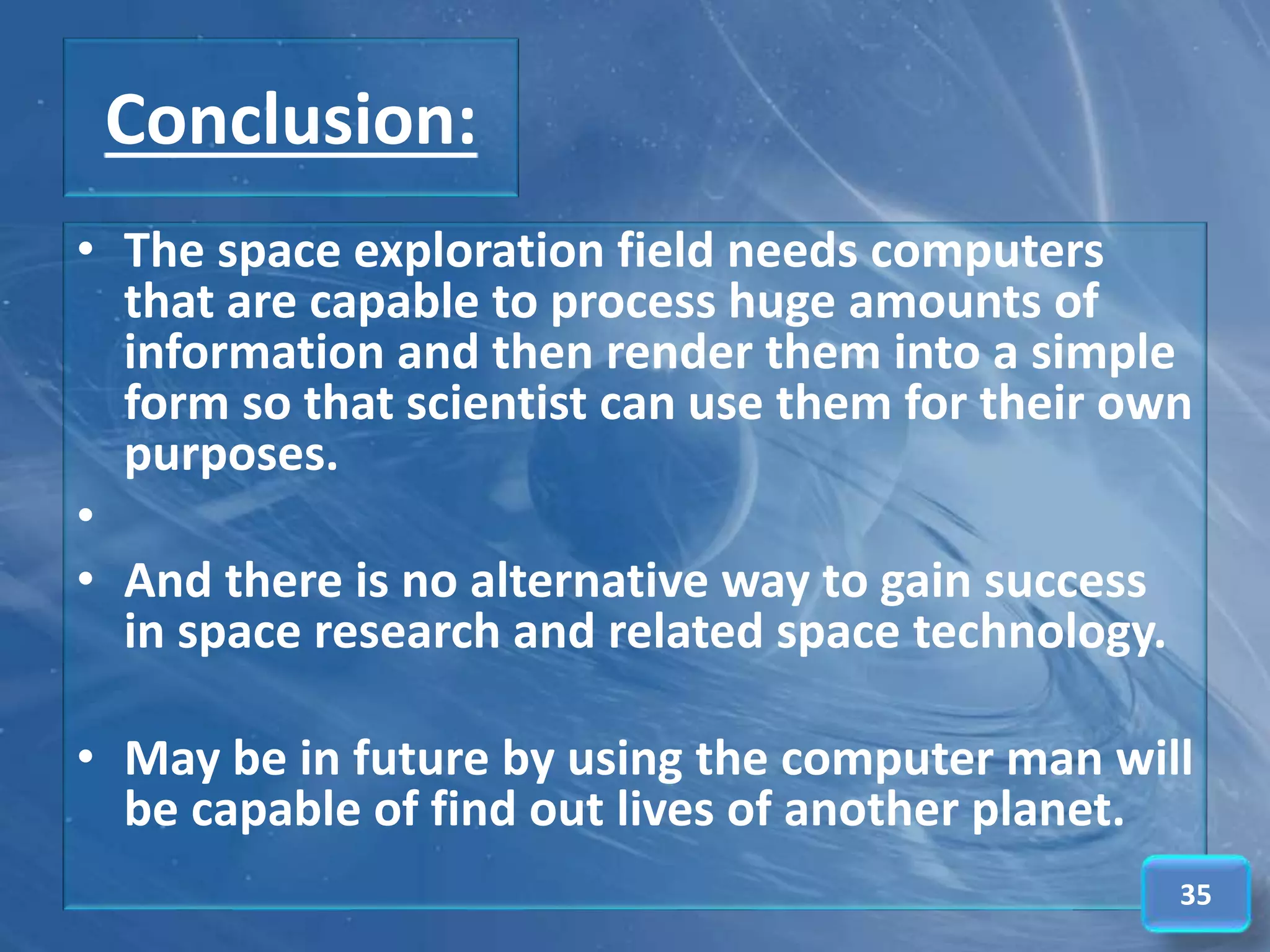 Study on Importance of Computer in Space Technology | PPTX