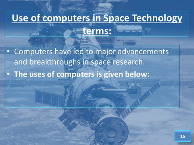 Study on Importance of Computer in Space Technology | PPTX