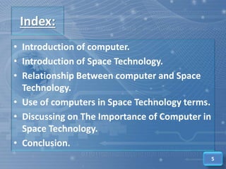 Study on Importance of Computer in Space Technology | PPTX