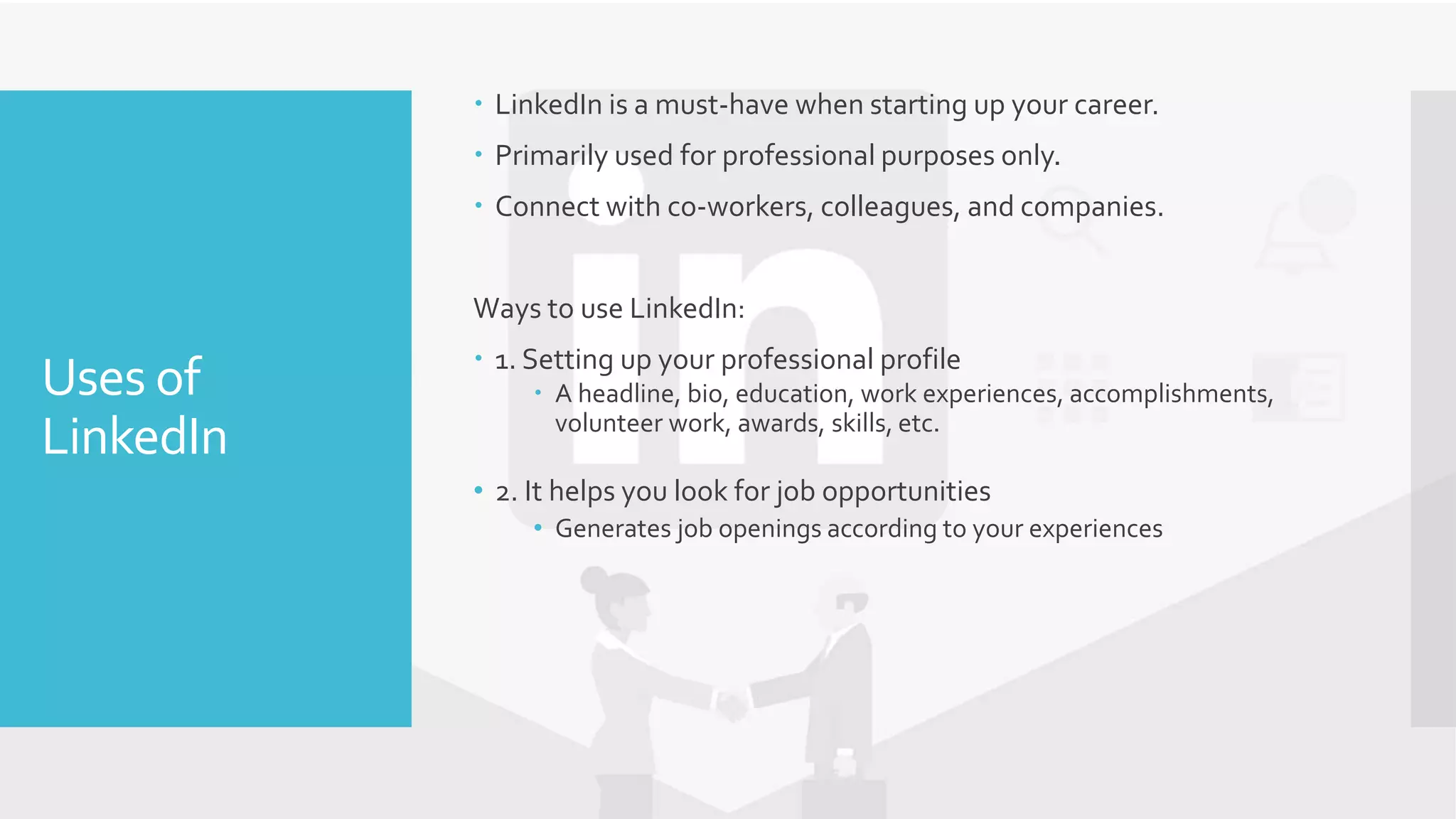 Uses and Benefits of LinkedIn | PPTX