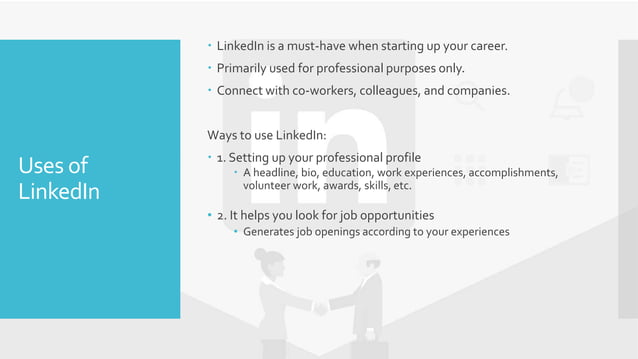 Uses and Benefits of LinkedIn | PPTX | Social Networking | Internet