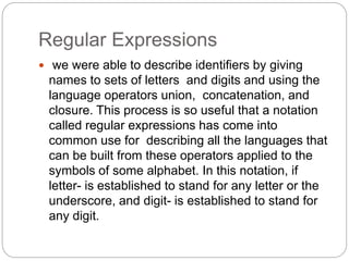 Regular Expression in Compiler design | PPTX | Programming Languages | Computing