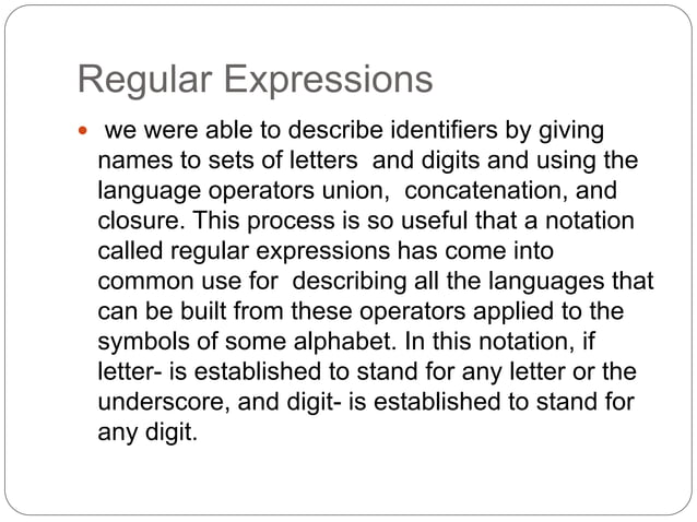 Regular Expression In Compiler Design Pptx Programming Languages Computing