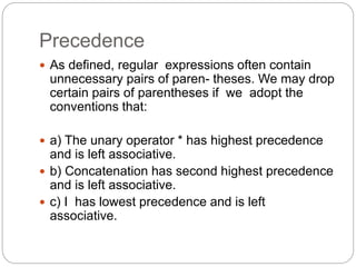 Regular Expression in Compiler design | PPTX | Programming Languages | Computing