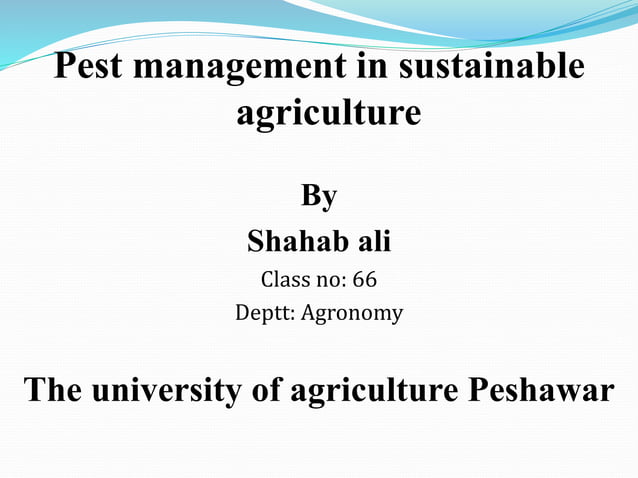 pest managment in sustainable agriculture | PPTX | Agriculture | Industries