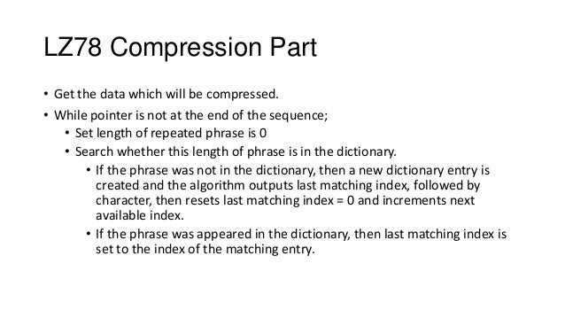 LZ77 and LZ78 Compression Algorithms