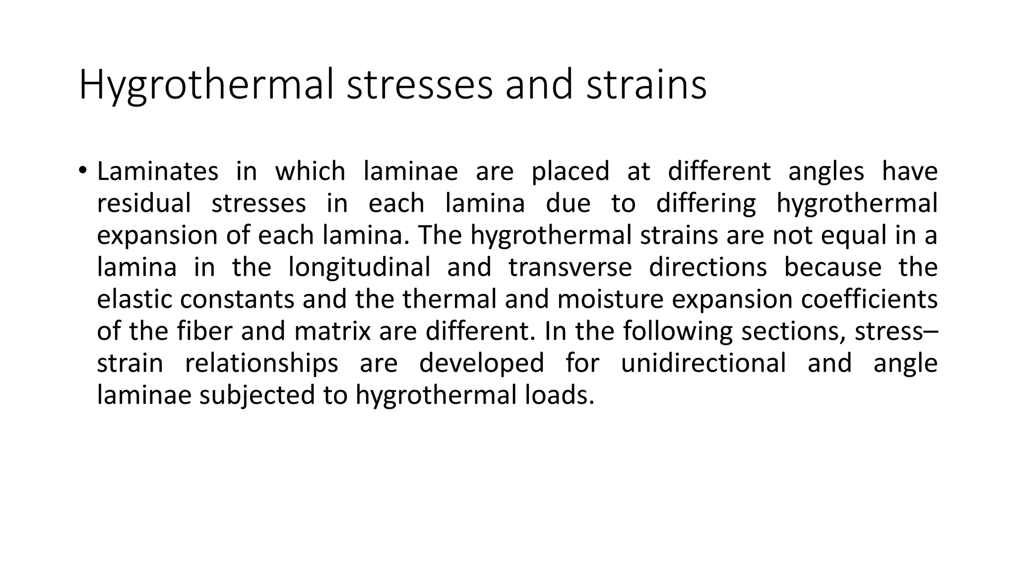 Hygrothermal Stresses and Strains in a Lamina | PPTX