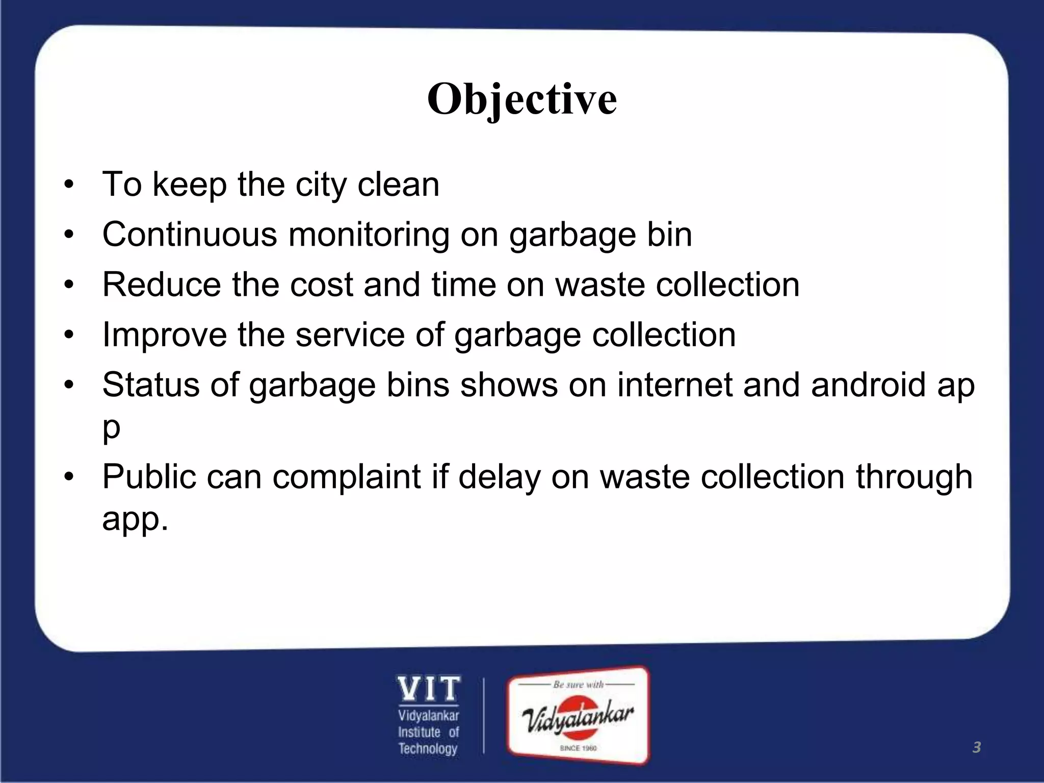 [Year 2015-16 ] IOT Based Waste Management | PPTX