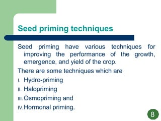 SALT TOLERANCE IMPROVEMENT OF HORTICULTURAL CROPS THROUGH SEED PRIMING | PPT