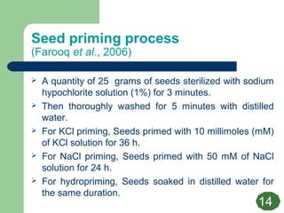 SALT TOLERANCE IMPROVEMENT OF HORTICULTURAL CROPS THROUGH SEED PRIMING | PPT