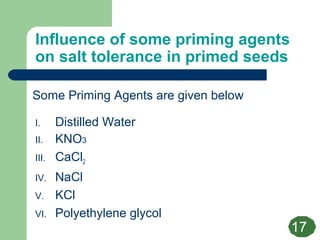 SALT TOLERANCE IMPROVEMENT OF HORTICULTURAL CROPS THROUGH SEED PRIMING | PPT