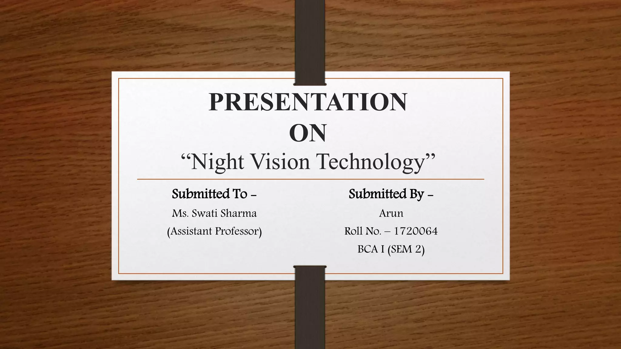 Night Vision Technology | PPTX
