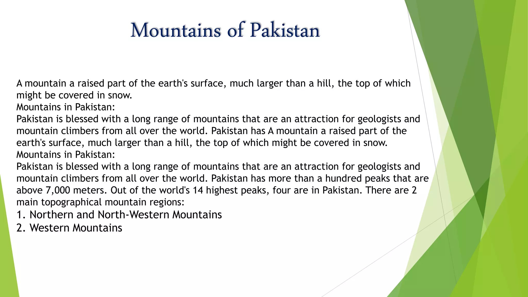 Importance And Comparison Between Northern And Western Mountains of ...