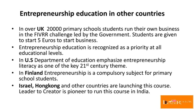 Entrepreneurship For Kids | PPTX