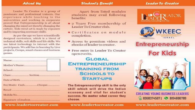 Entrepreneurship For Kids | PPTX