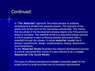Waterfall, Incremental and prototyping model | PPT