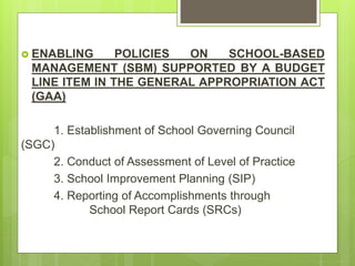 ORIENTATION ON THE SCHOOL-BASED MANAGEMENT | PPTX