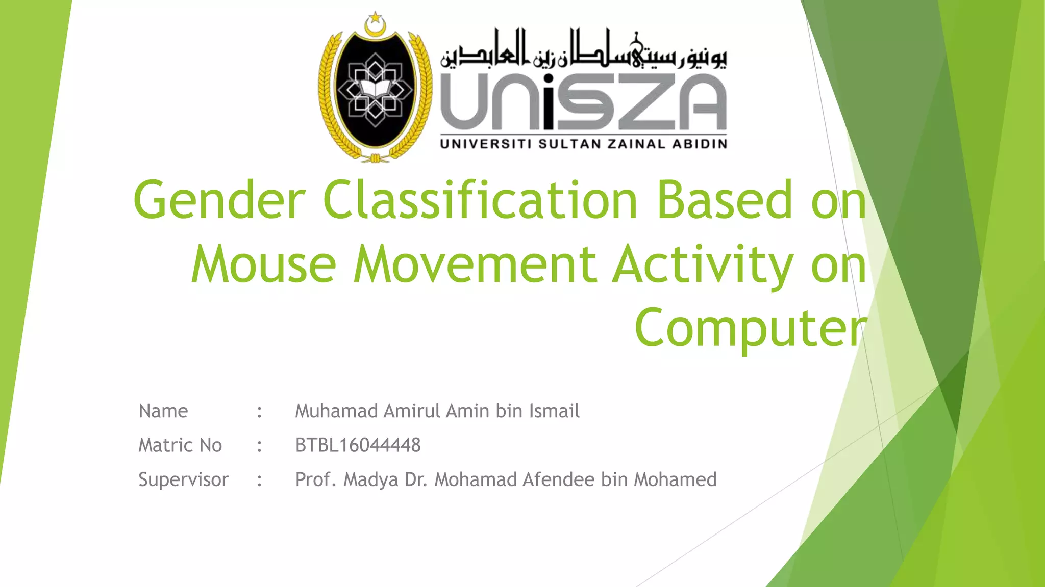 Gender Classification based on Mouse Movement Activity on Computer | PPT