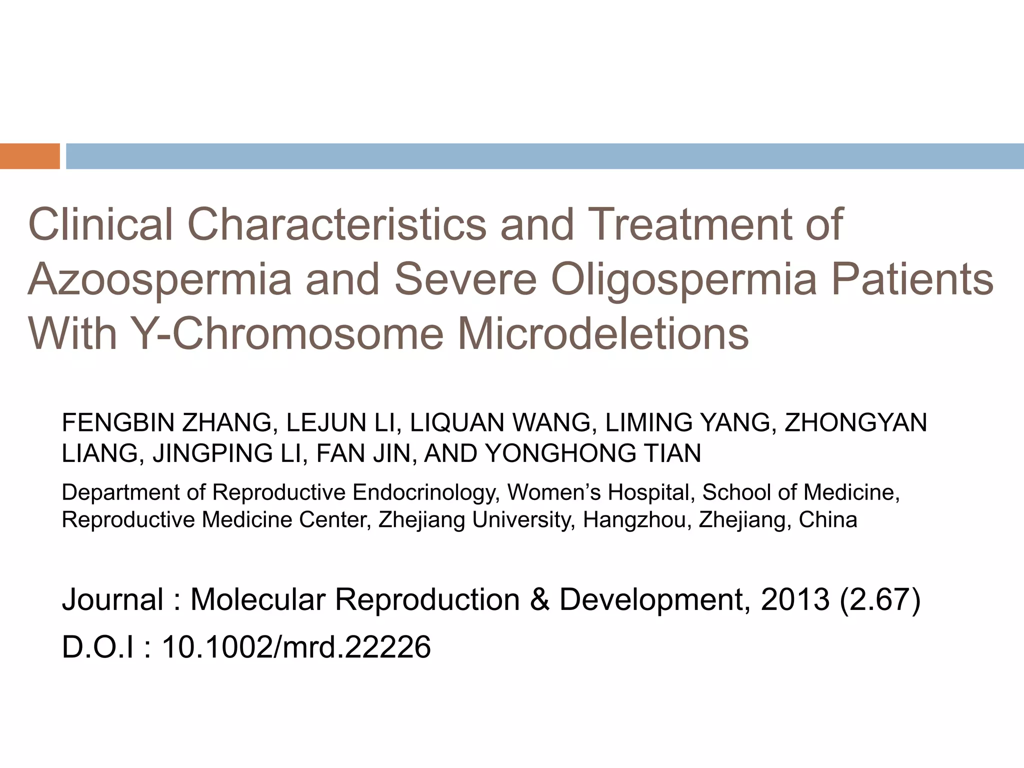 Insight into AZF region of y chromosome and male infertility | PPTX