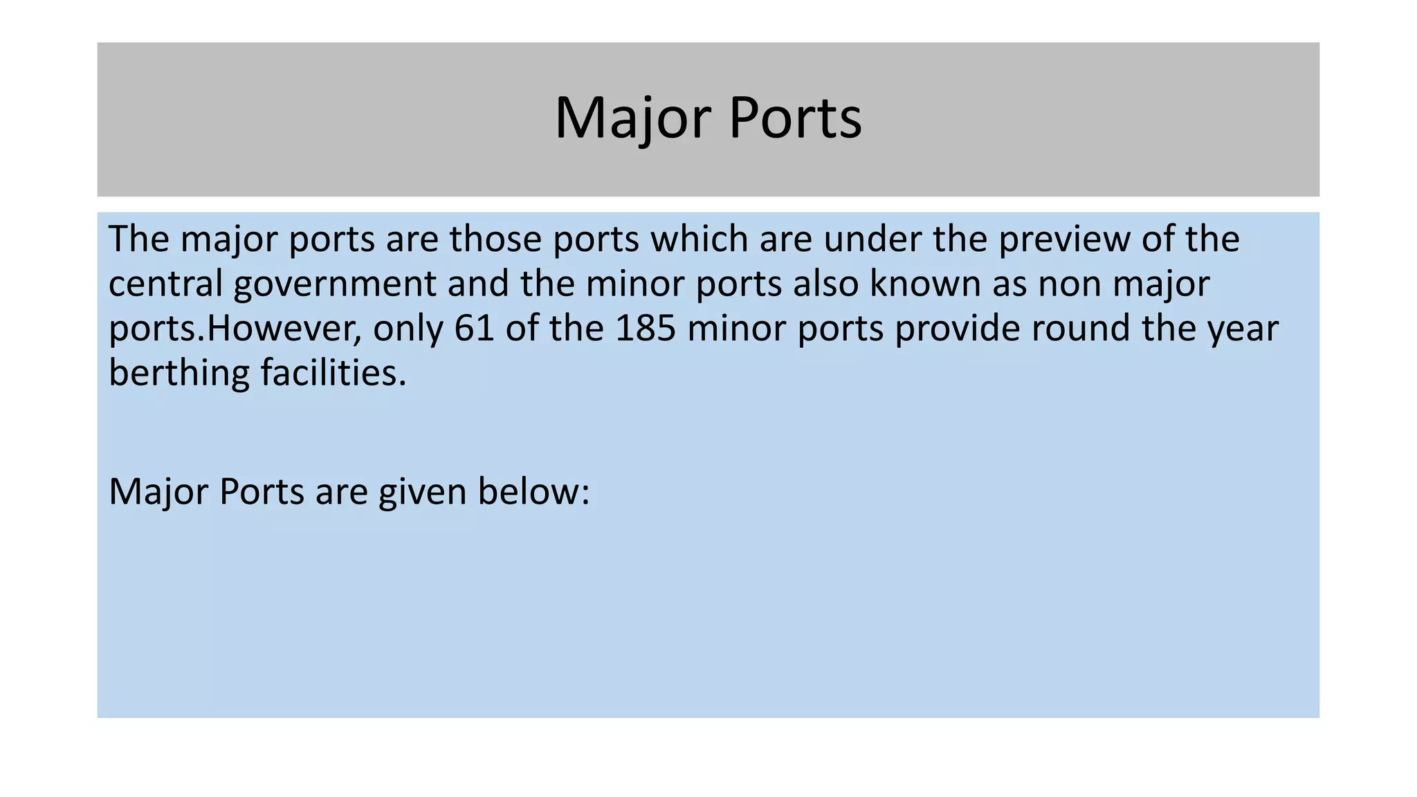 Role of Ports and Harbors in Indian Economy | PPTX