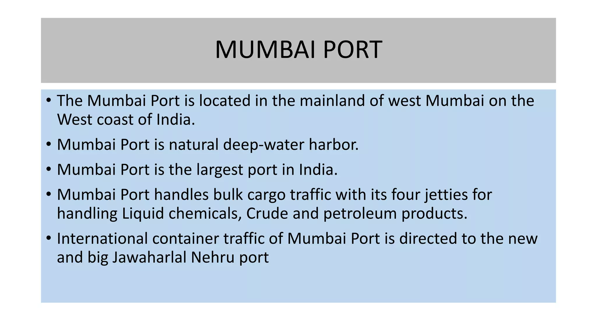 Role of Ports and Harbors in Indian Economy | PPTX