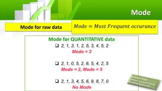Measure of Central Tendency (Mean, Median, Mode and Quantiles) | PPTX
