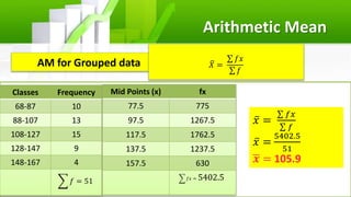 Measure of Central Tendency (Mean, Median, Mode and Quantiles) | PPTX