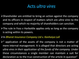 Rule in Foss vs Harbottle ( Rights of Minority Shareholder) | PPTX