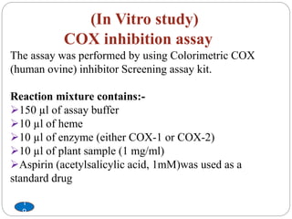 Evaluation of anti-inflammatory activity of selected medicinal plants ...